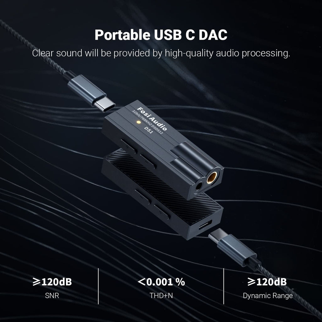 Fosi Audio DS1 DAC Amp | Hi-Res USB | Headphone Outputs