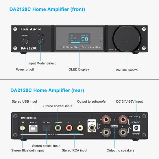 DA2120C Bluetooth Subwoofer Amp DAC with Remote Control