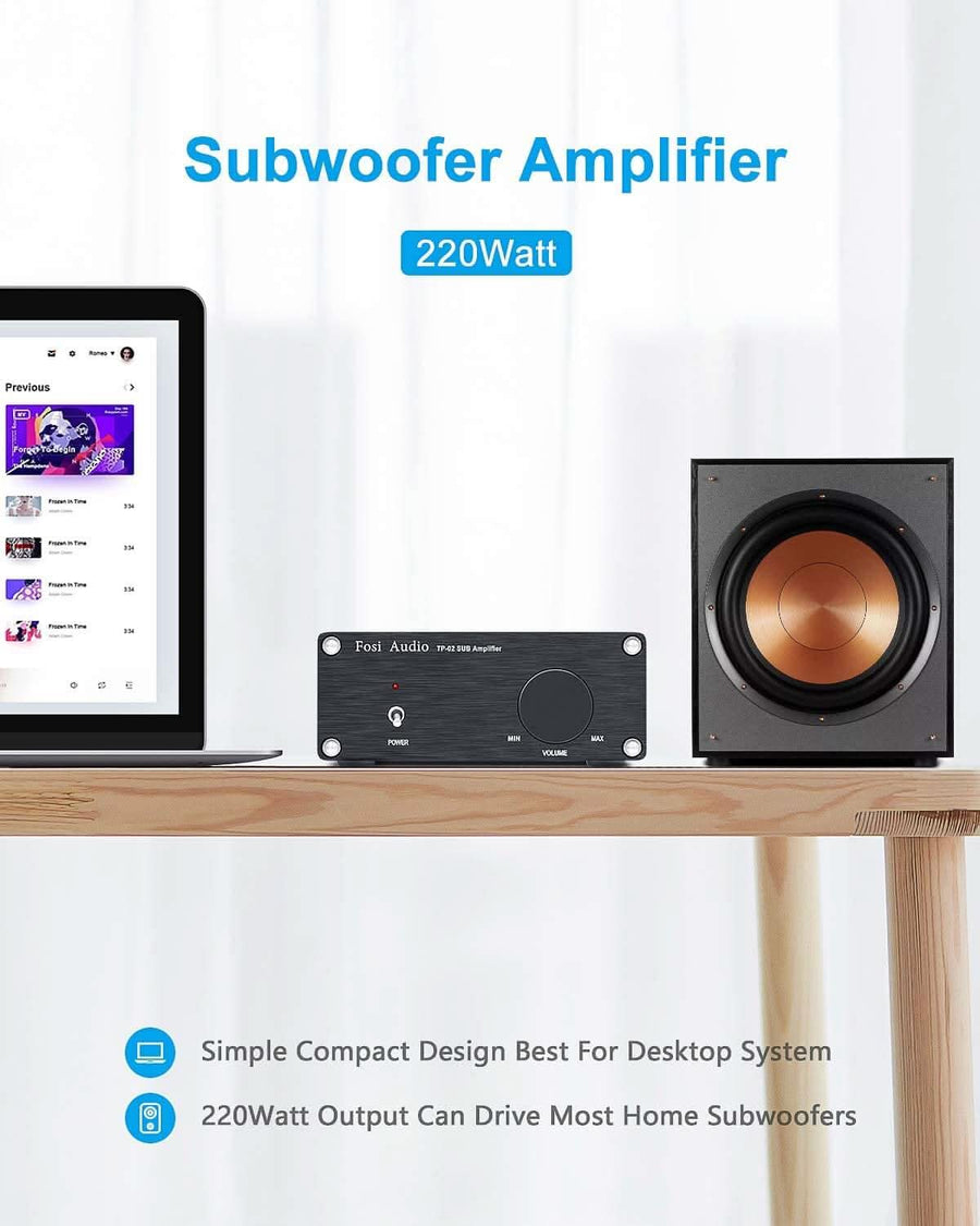Fosi Audio TP-02 Subwoofer Amp Receiver 220W Class D Amp