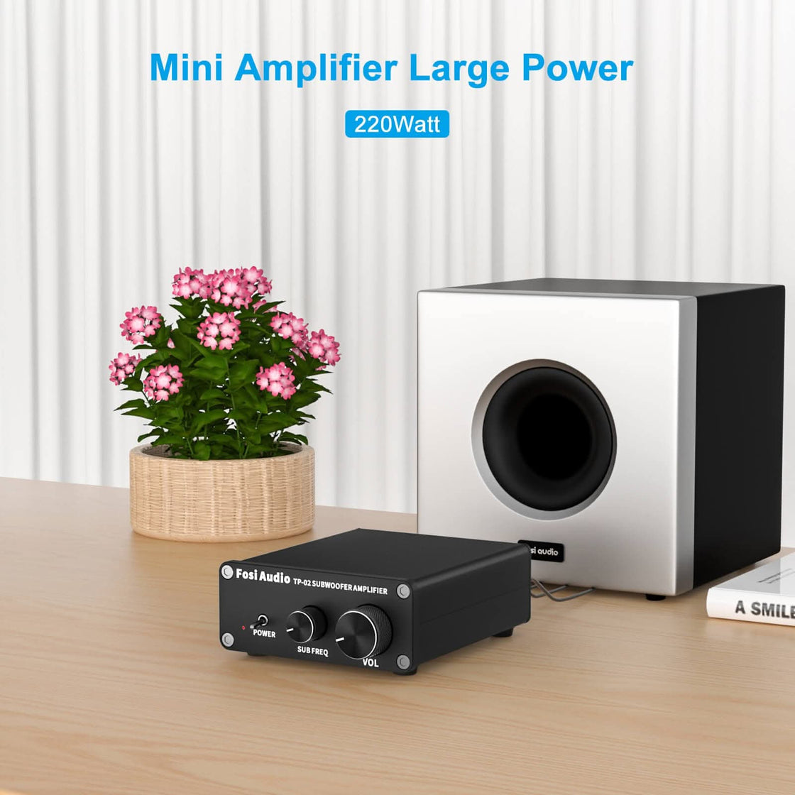 Fosi Audio TP-02 Subwoofer Amp Receiver 220W Class D Amp